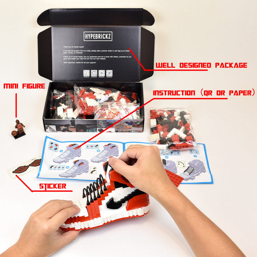 LARGE AJ1 "Royal" Sneaker Bricks Sneaker 3D Puzzle Building Toy with M ...